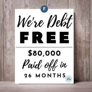 We're Debt Free Chalkboard Sign, Debt Free Scream, Debt Payoff, Debt ...
