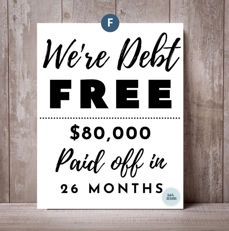 We're Debt Free Chalkboard Sign: Personalized Debt Payoff (digital ...