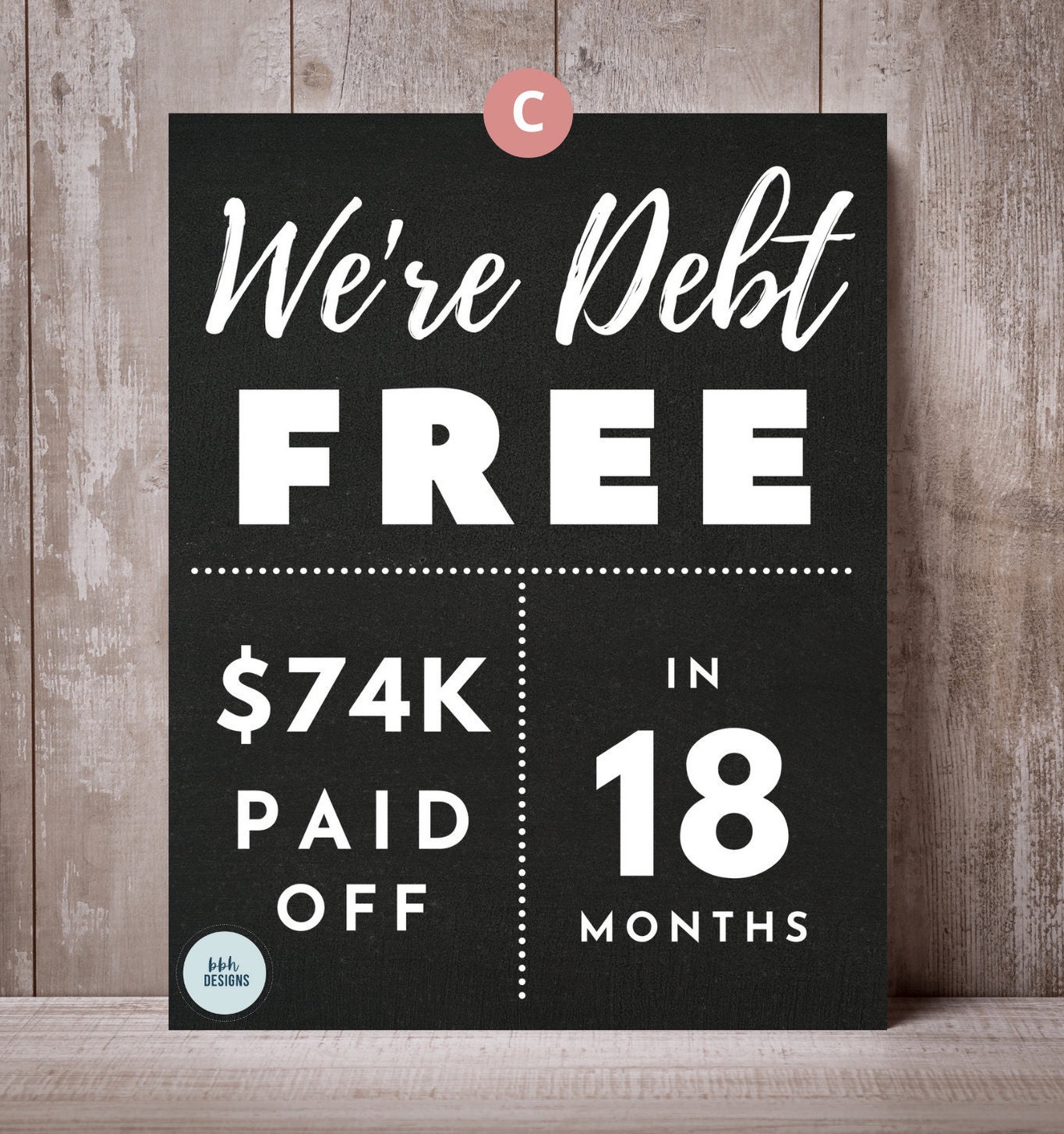 We're Debt Free Chalkboard Sign Debt Free Scream Debt | Etsy