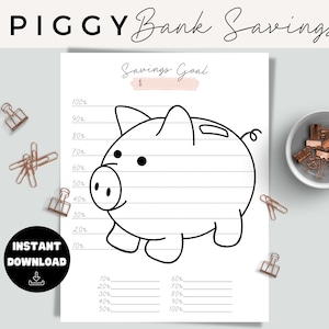 Piggy Bank Savings Tracker: Printable Goal Planner (digital Download ...