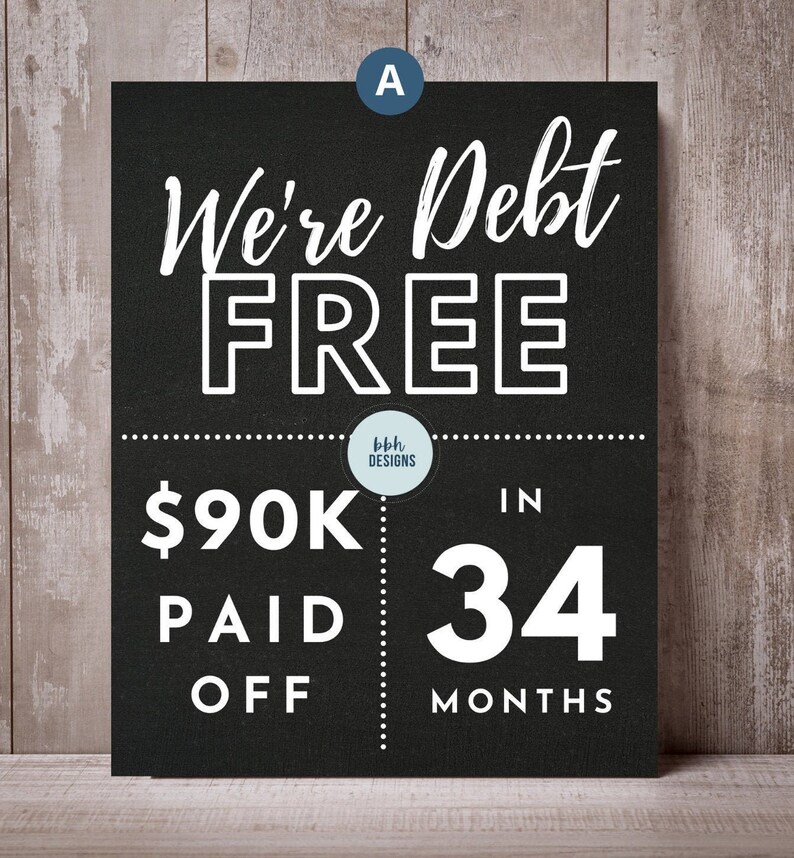 We're Debt Free Chalkboard Sign: Personalized Debt Payoff (digital ...