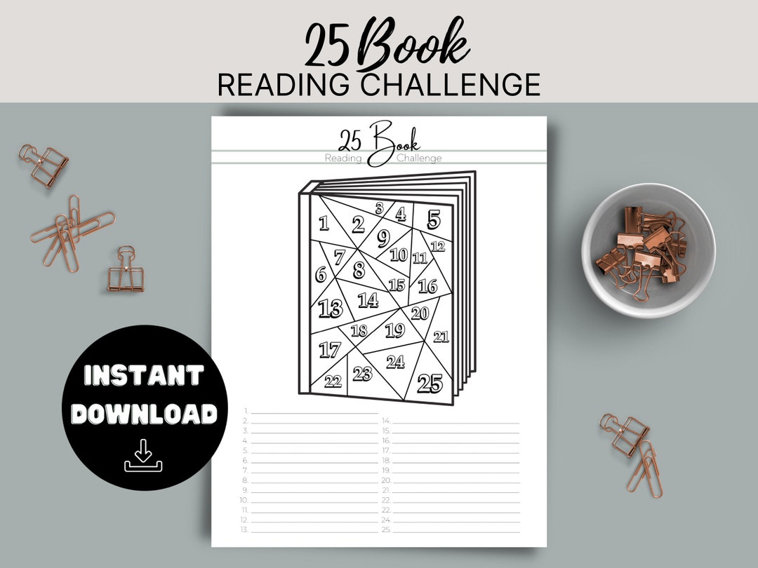 Fun 25 Book Reading Challenge Printable Inserts, Summer Reading, Happy ...