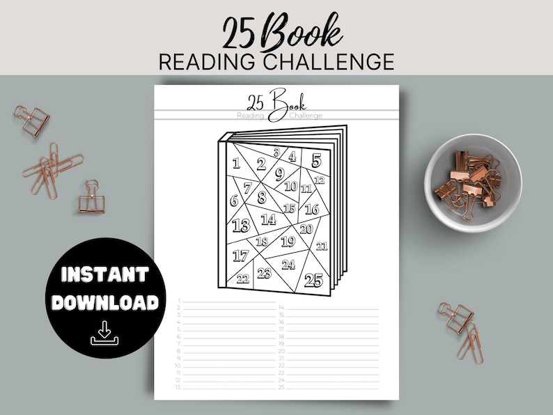 Fun 25 Book Reading Challenge Printable Inserts, Summer Reading, Happy ...