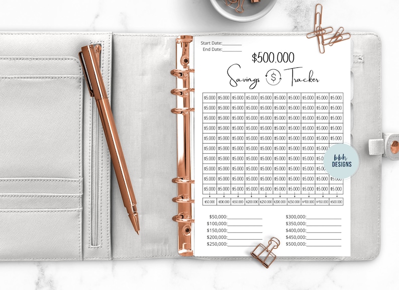 500k Savings Tracker Printable Savings Goal Savings - Etsy Canada