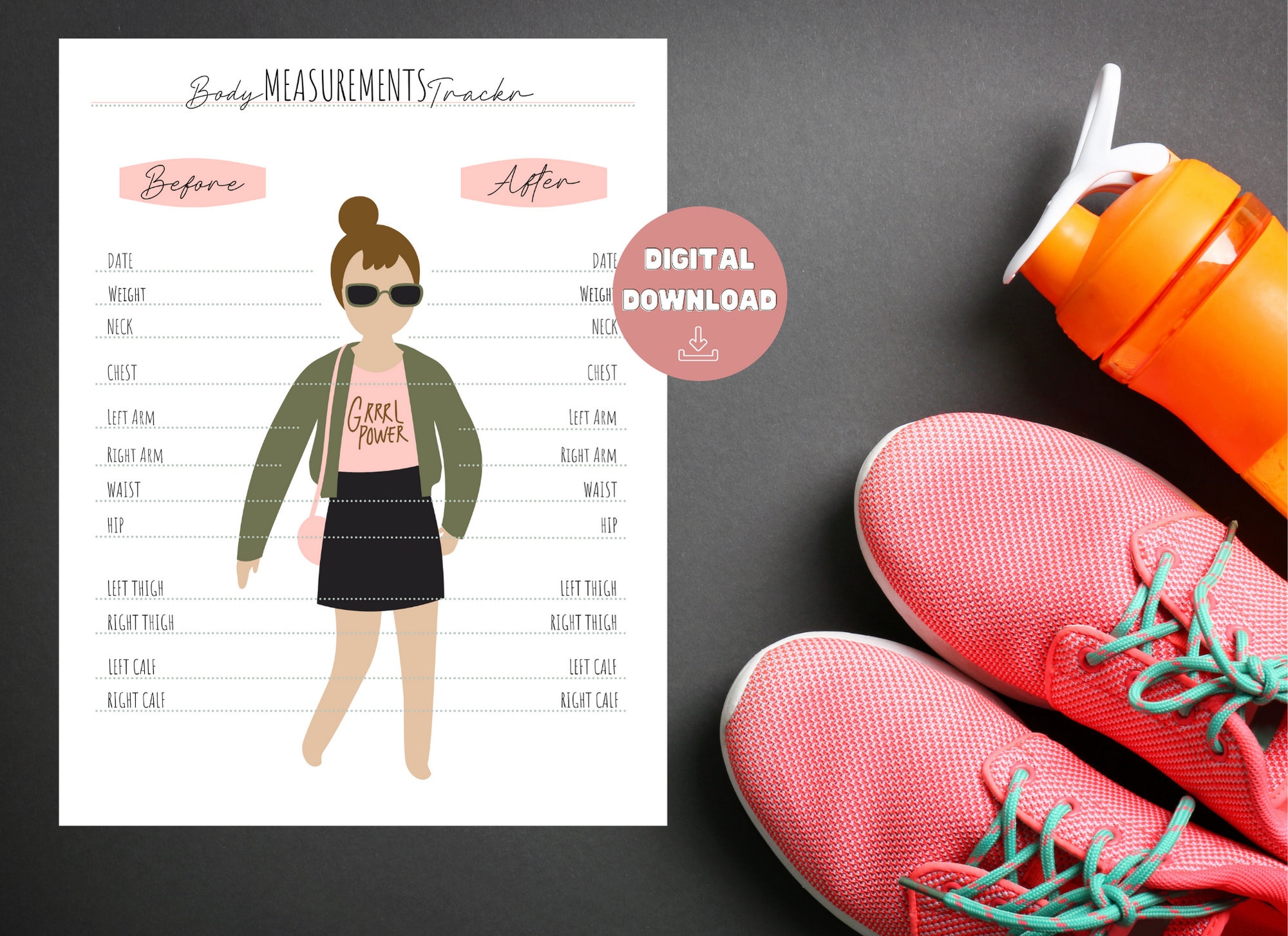 50 Lbs Weight Loss Tracker & MEASUREMENT TRACKER BUNDLE, Goal Planner ...