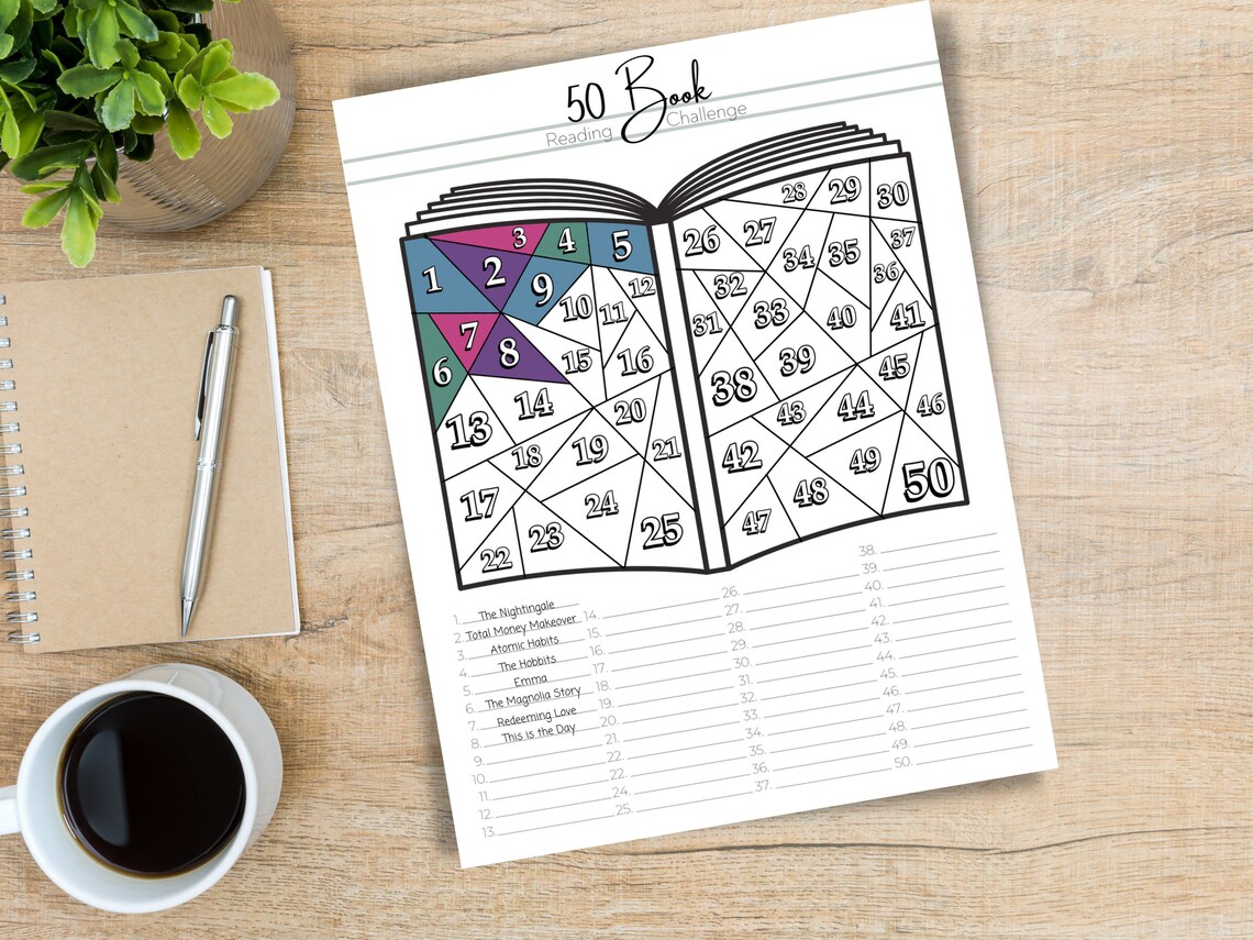 Fun 50 Book Reading Challenge Printable Inserts Summer - Etsy
