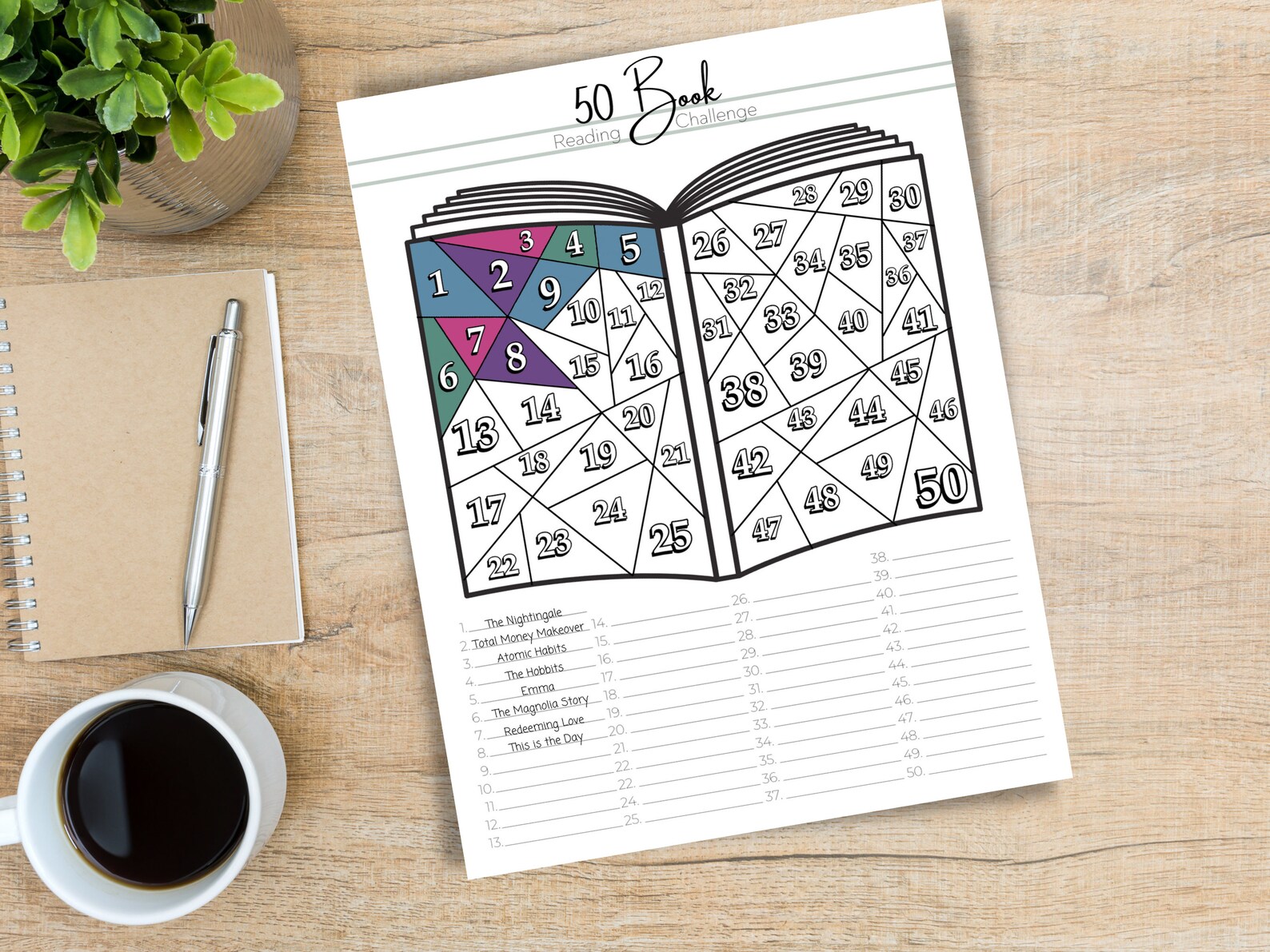 Fun 50 Book Reading Challenge Printable Inserts Summer - Etsy