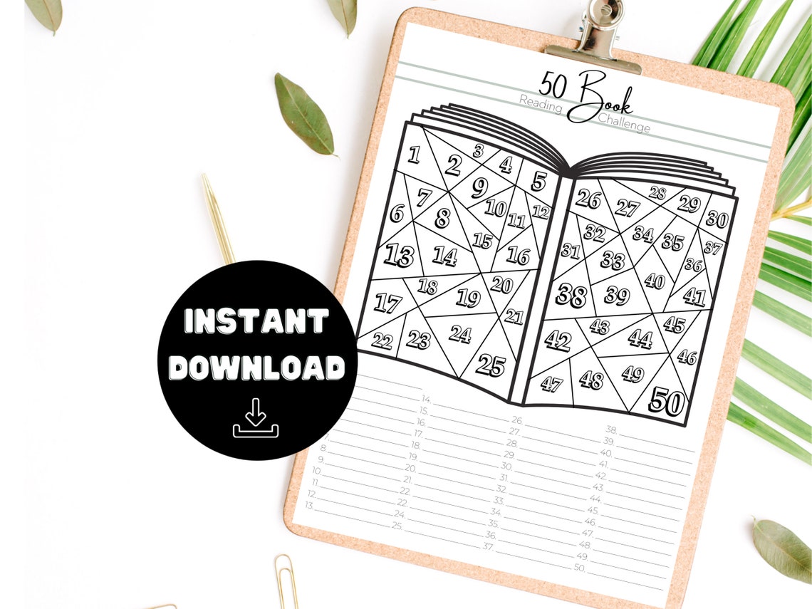 Fun 50 Book Reading Challenge Printable Inserts Summer - Etsy