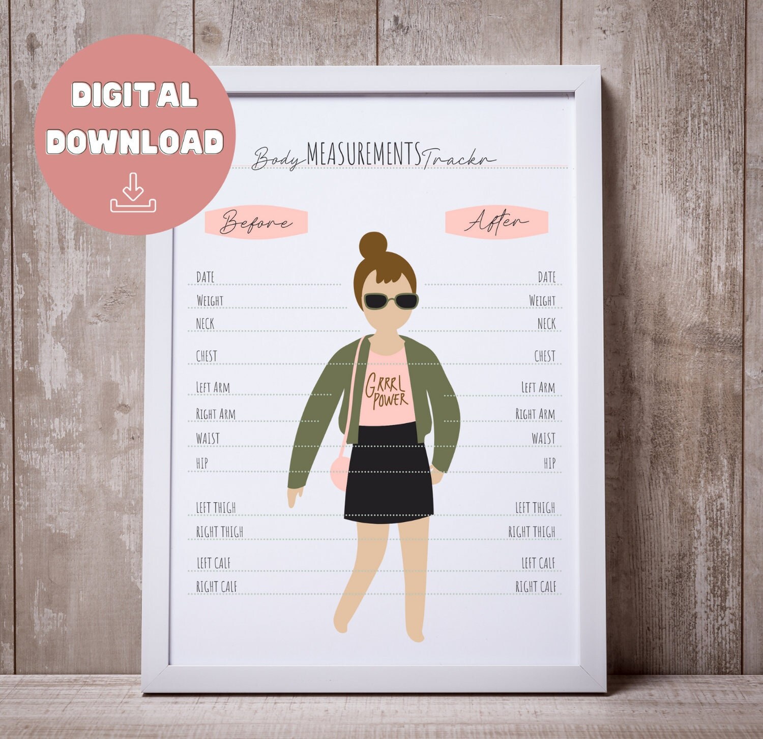 50 Lbs Weight Loss Tracker & MEASUREMENT TRACKER BUNDLE, Goal Planner ...