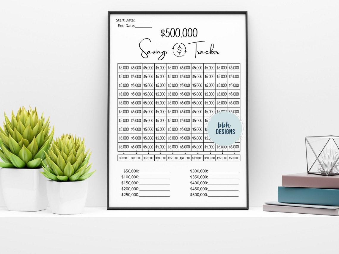 500k Savings Tracker Printable Savings Goal Savings | Etsy