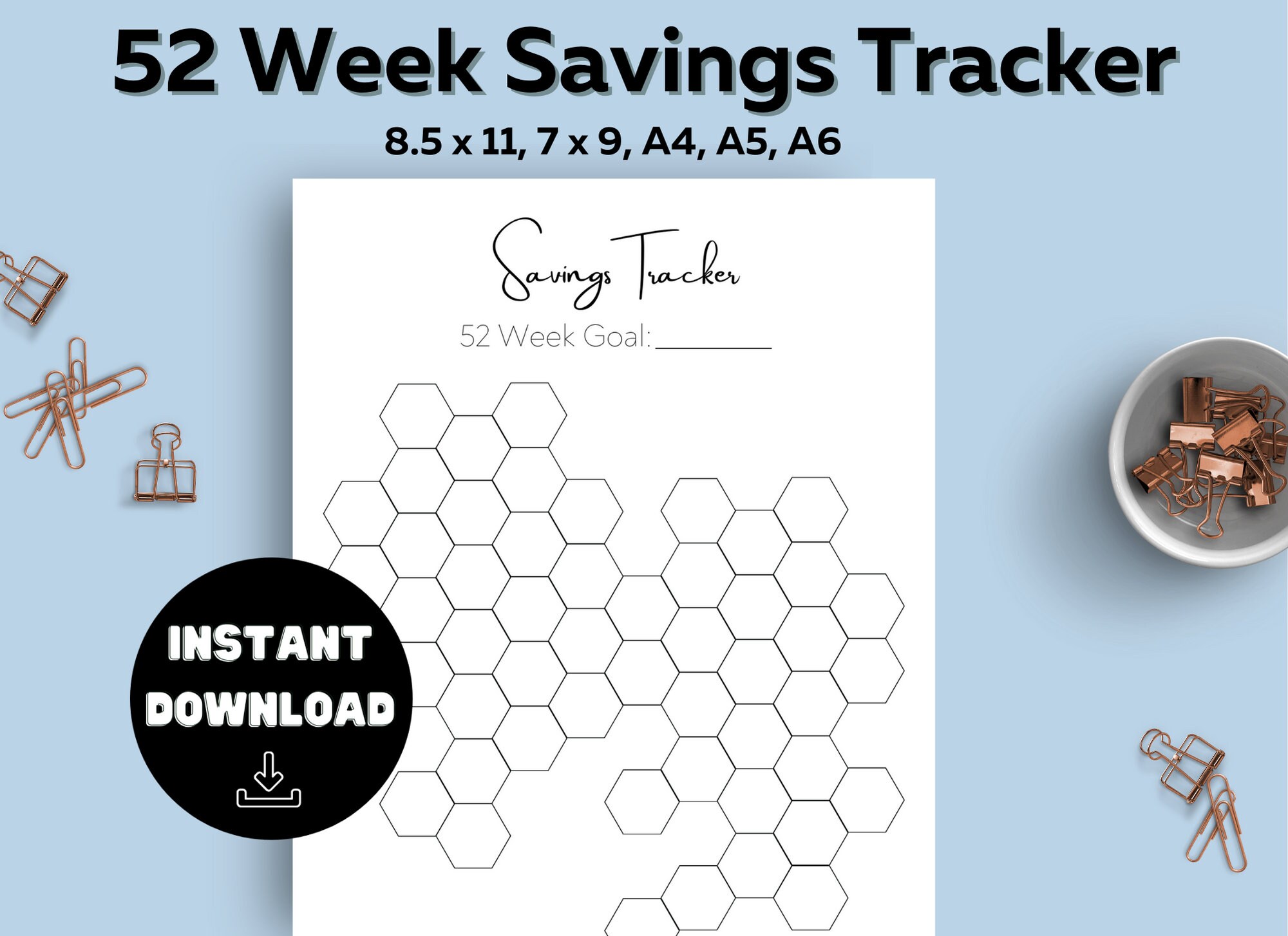 52 Week Savings Tracker Printable Savings Goal Savings | Etsy