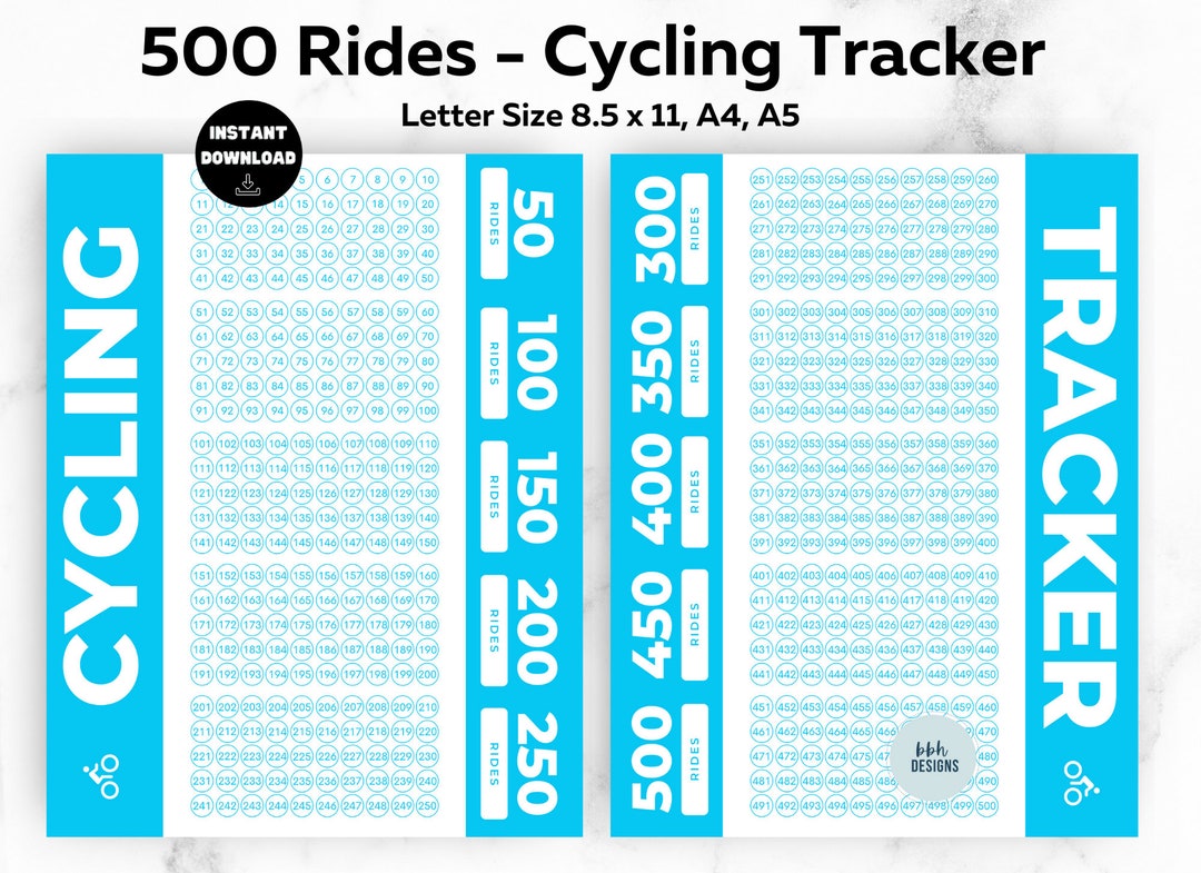 500 Bike Rides Tracker, Cycling, Exercise Goal, Happy Planner Inserts ...
