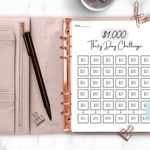 1,000 in 30 Days 1k Challenge Savings Tracker, Printable Savings Goal ...
