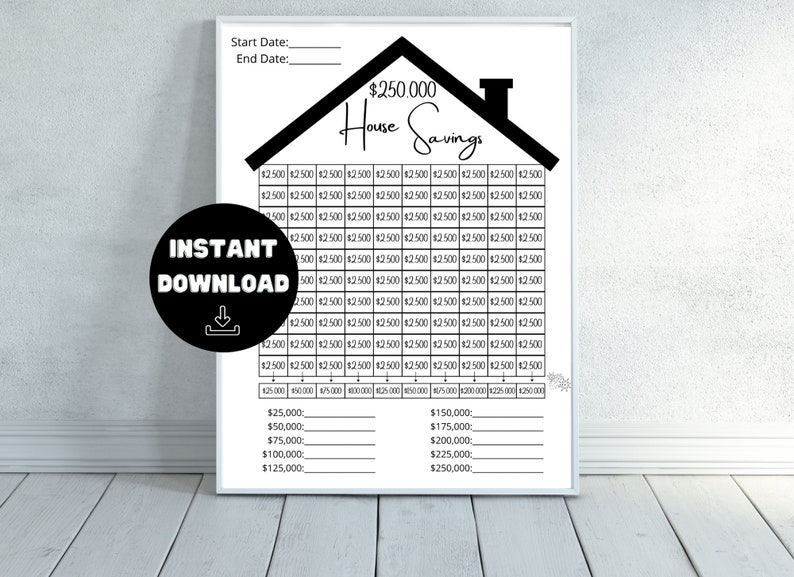 10 House Savings Trackers Instant Download Printable Savings Goal New ...