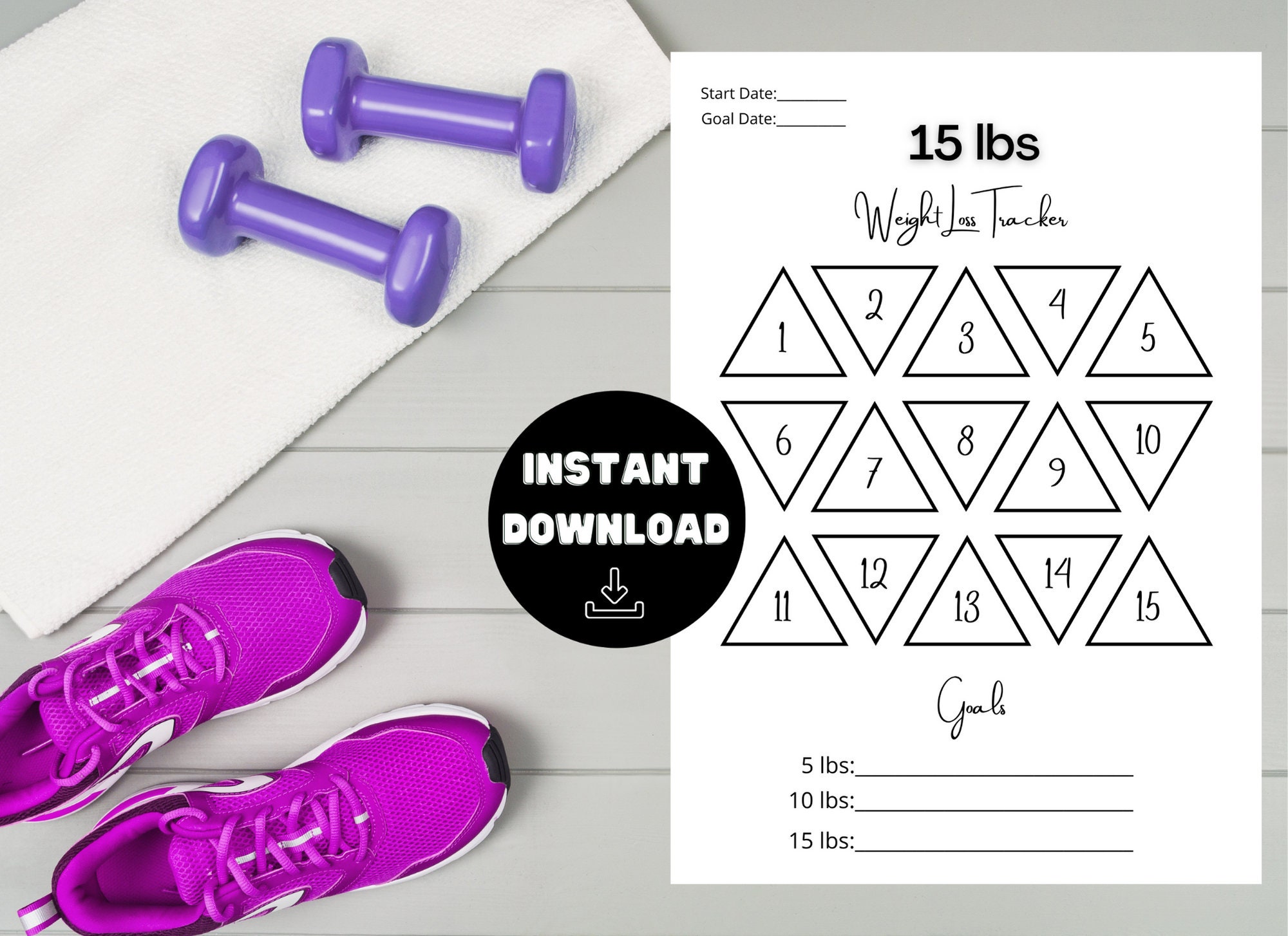 15 Lbs Weight Loss Tracker: Goal Planner (digital Download) - Etsy