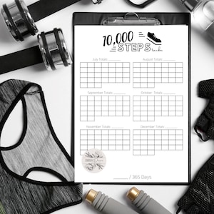 10,000 Steps Tracker Goal Planner Inserts Exercise Workout Challenge ...