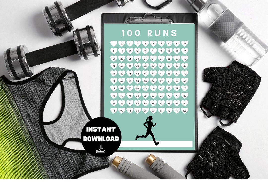 100 Runs Tracker, Goal Planner, Planner Insert, Running Workout ...