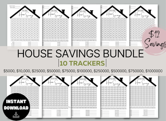 10 House Savings Trackers Instant Download Printable Savings - Etsy