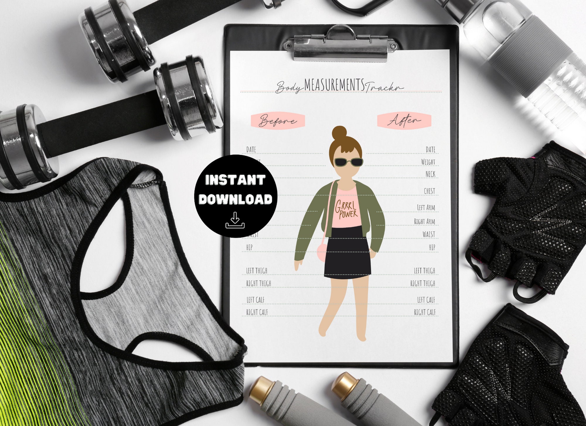 50 Lbs Weight Loss Tracker & MEASUREMENT TRACKER BUNDLE, Goal Planner ...