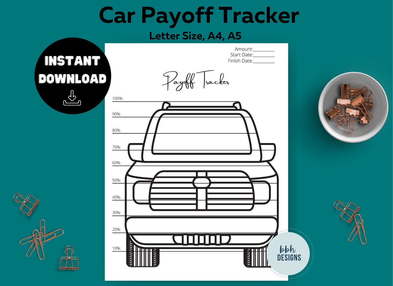 Car Vehicle Payoff Tracker, Printable, Debt Snowball Payoff Tracker ...
