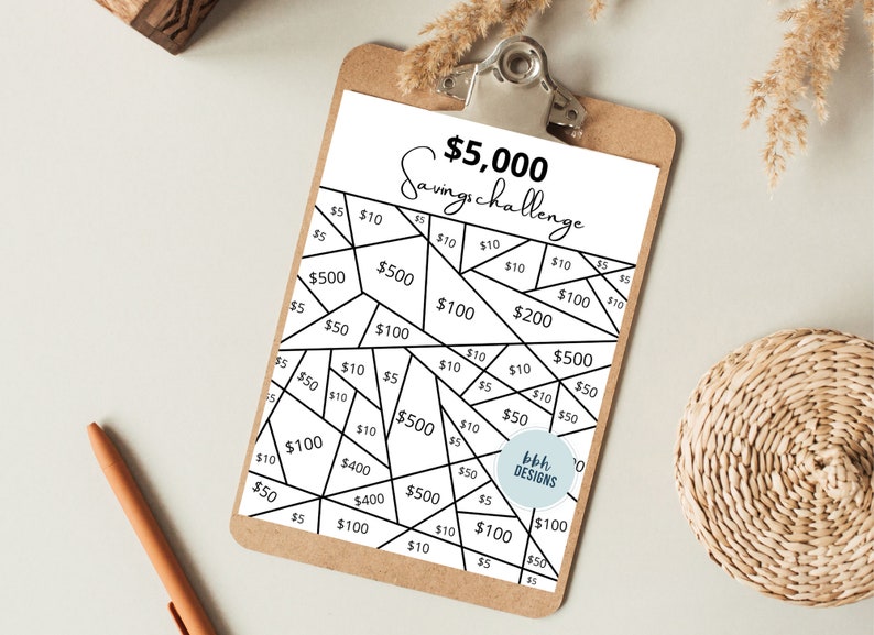 Fun 5k Savings Tracker Printable Savings Goal 5000 Tracker | Etsy