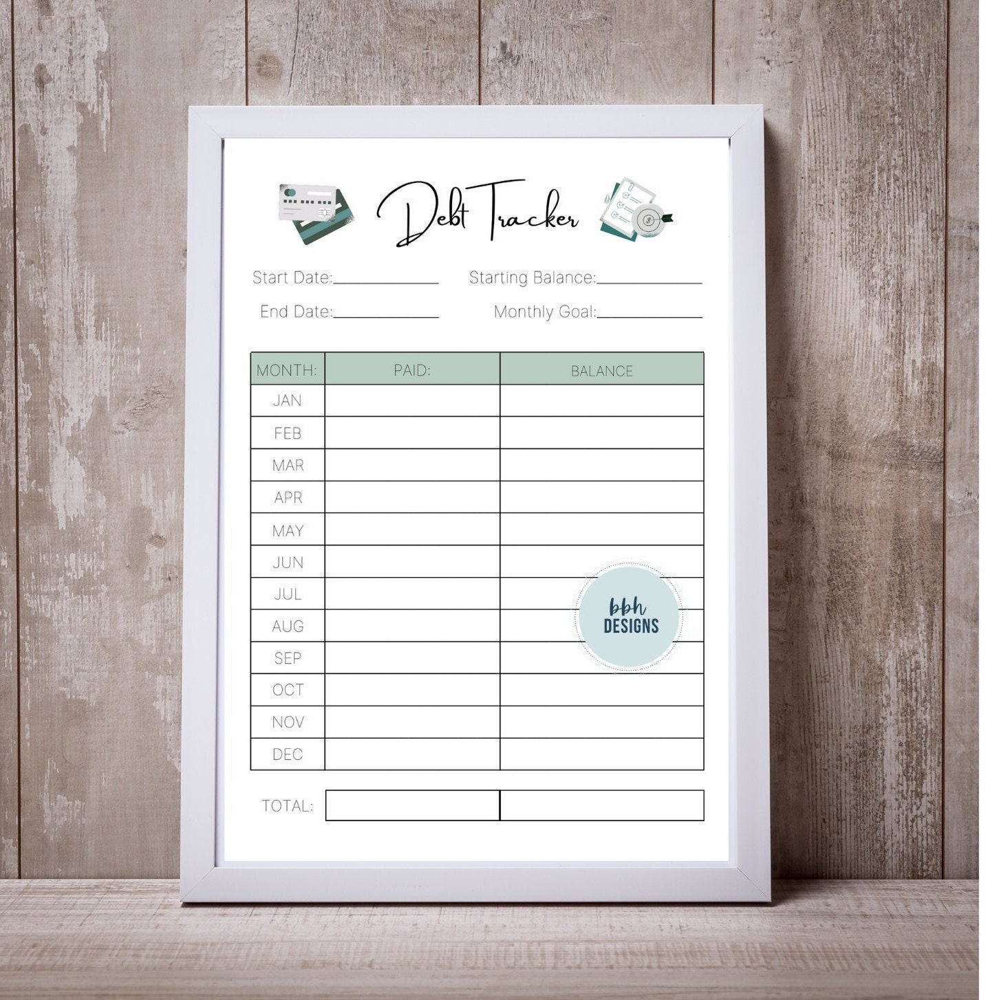 Debt Tracker, Printable, Yearly, Monthly Debt Goal Payoff, Planner ...