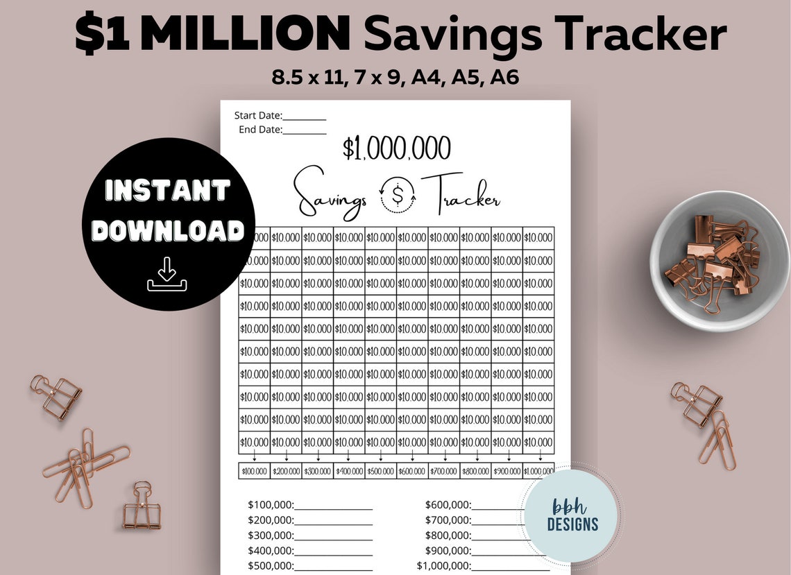 1 MILLION Savings Tracker Printable Planner Inserts Savings Goal ...