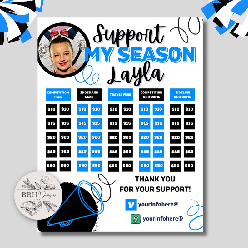 Custom Cheerleader ,dance Fundraiser Template, Cheer Competition Sheet ...
