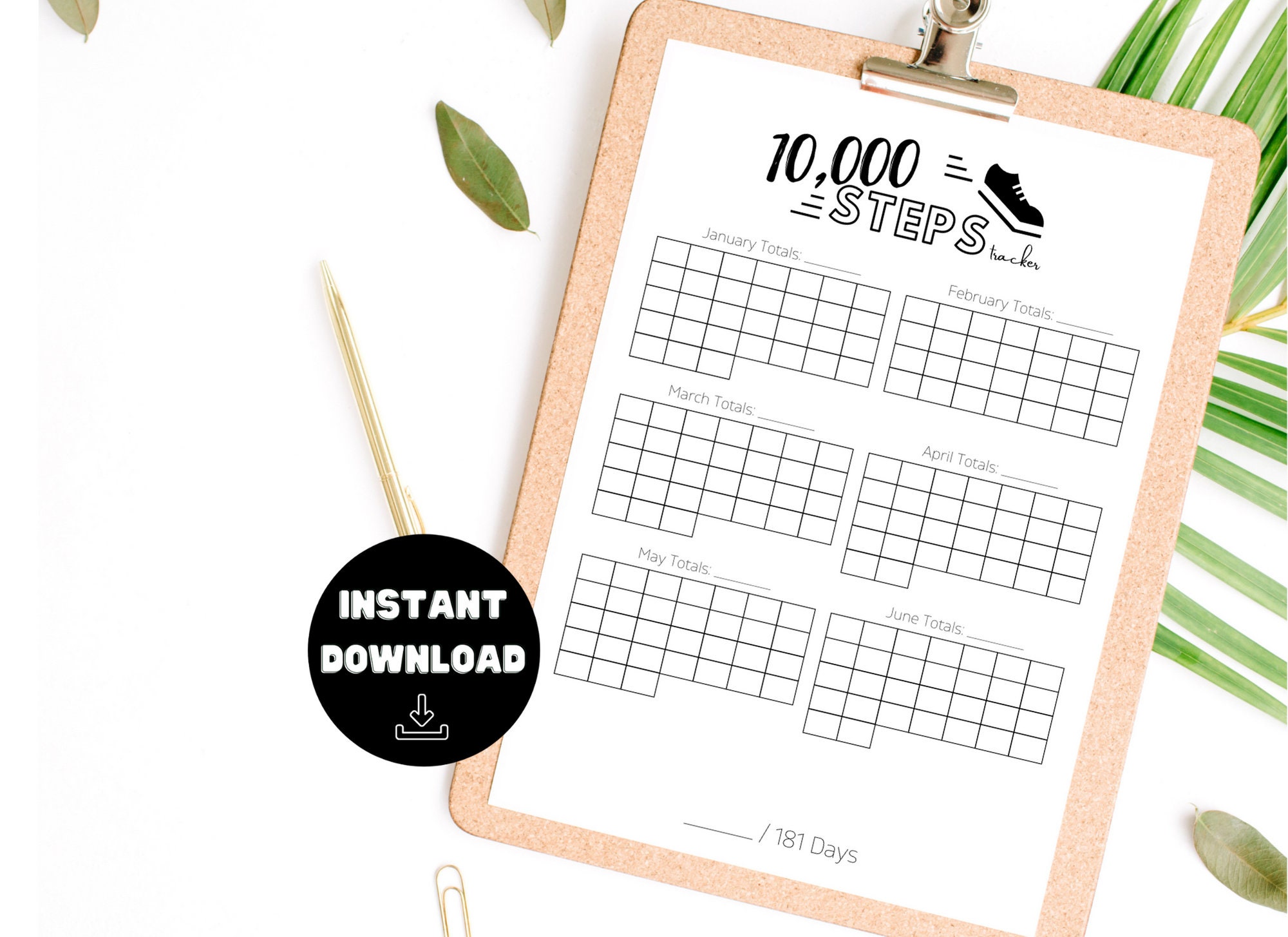 10,000 Steps Tracker Goal Planner Inserts Exercise Workout Challenge ...