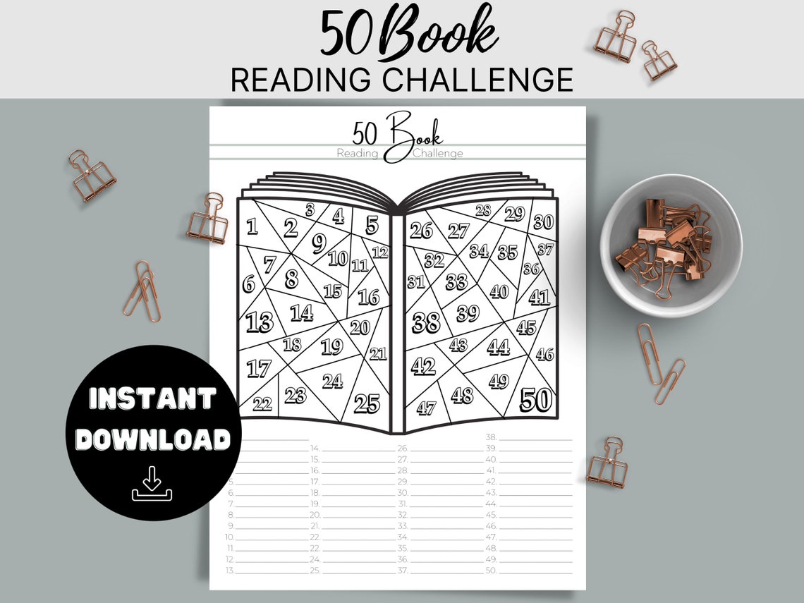 Fun 50 Book Reading Challenge Printable Inserts Summer - Etsy