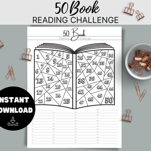 Fun 50 Book Reading Challenge Printable Inserts Summer - Etsy