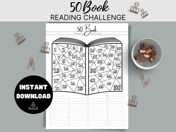 Fun 50 Book Reading Challenge Printable Inserts Summer - Etsy