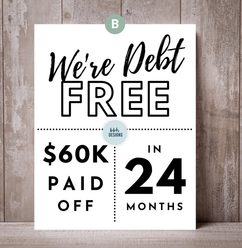 We're Debt Free Chalkboard Sign: Personalized Debt Payoff (digital ...