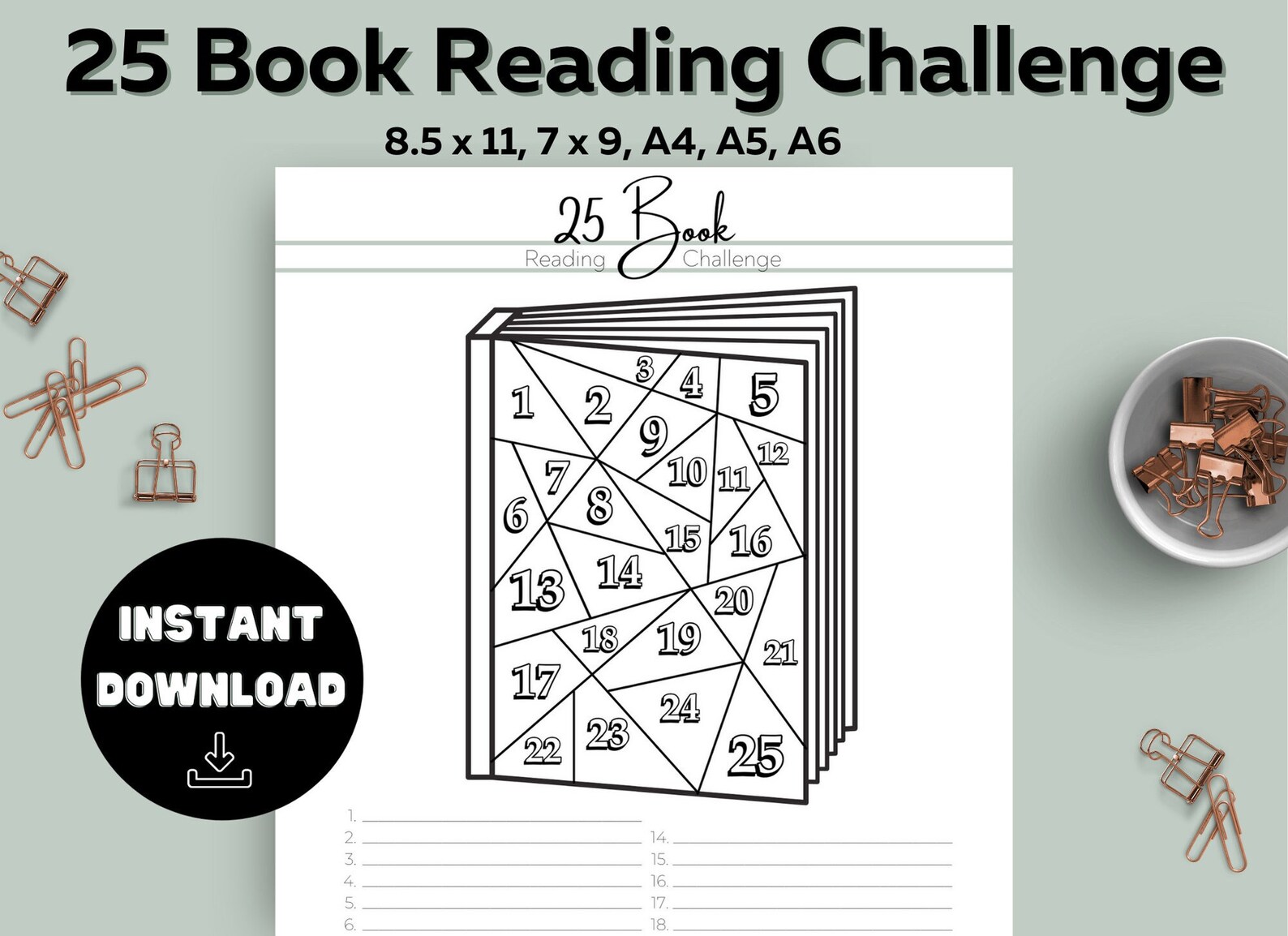 Fun 25 Book Reading Challenge Printable Inserts Summer | Etsy