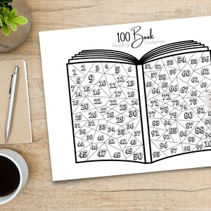 100 Book Reading Challenge Printable Inserts, Summer Reading, Happy Planner, Color in Book Log ...