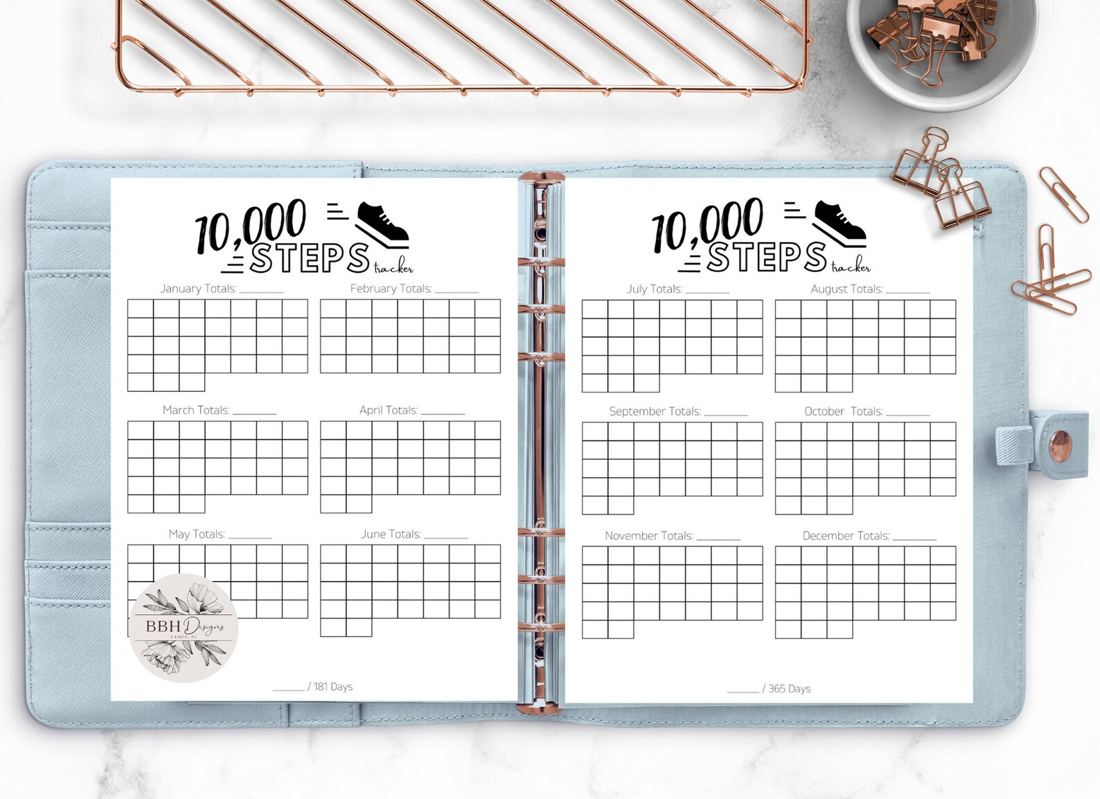 10,000 Steps Tracker Goal Planner Inserts Exercise Workout Challenge ...