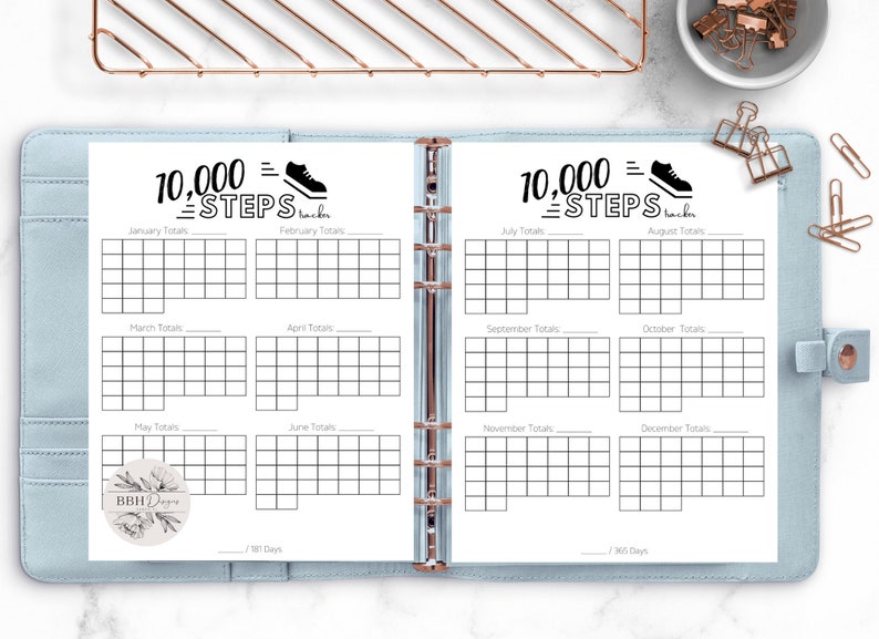 10,000 Steps Tracker Goal Planner Inserts Exercise Workout Challenge ...