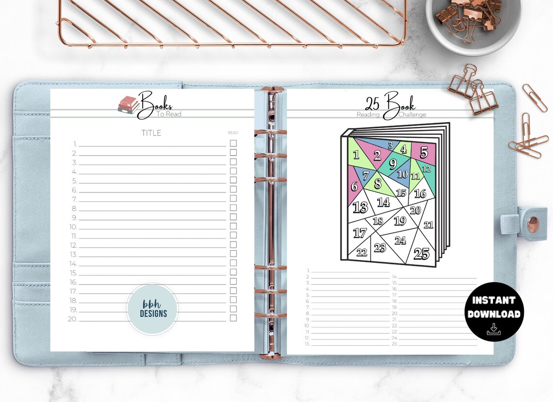 Fun 25 Book Reading Challenge Printable Inserts Summer | Etsy