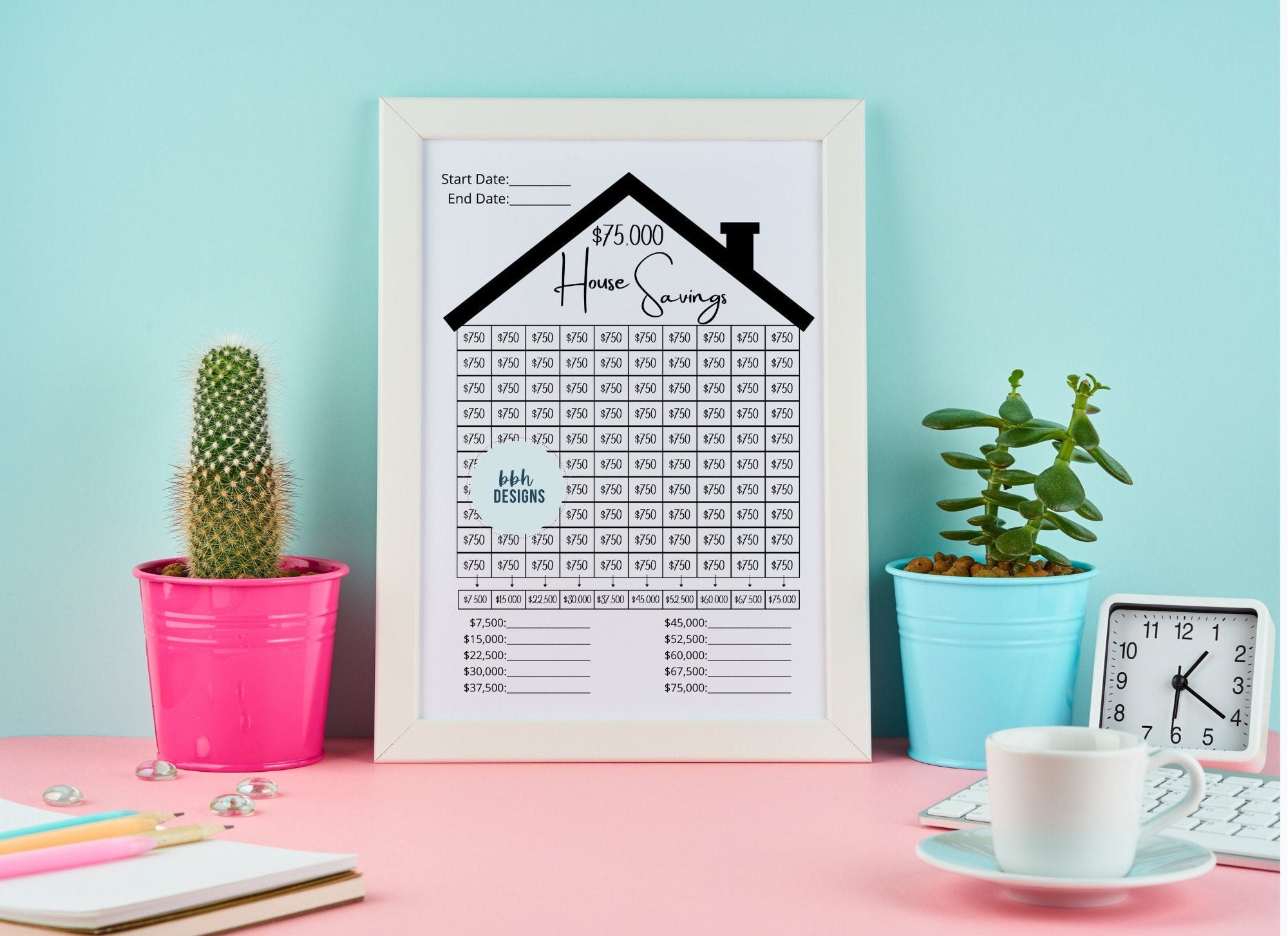 75k House Savings Tracker Printable Savings Goal New House | Etsy