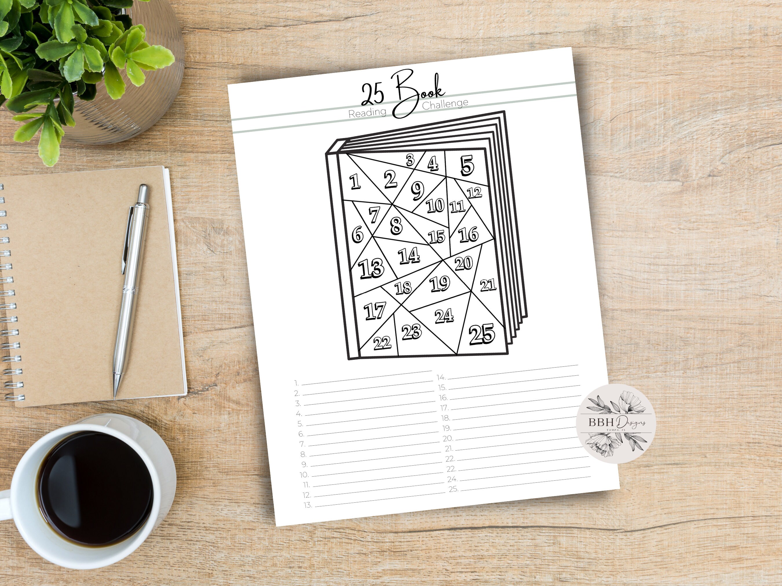 25 Book Reading Challenge Printable: Color-in Tracker (digital Download ...