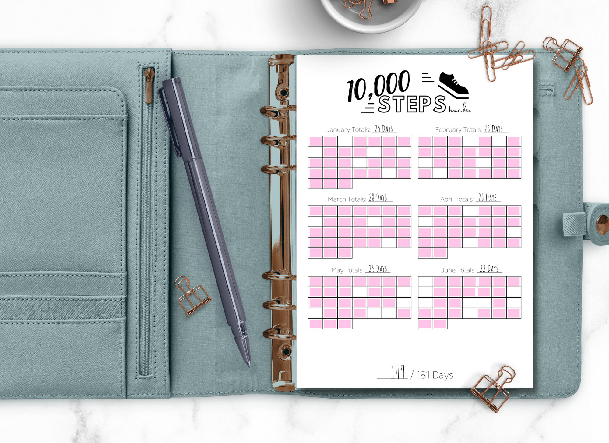 10,000 Steps Tracker Goal Planner Inserts Exercise Workout Challenge ...