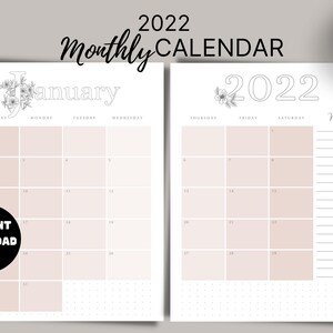 2022 Boho Monthly Calendar for Planner or Digital / Planner - Etsy