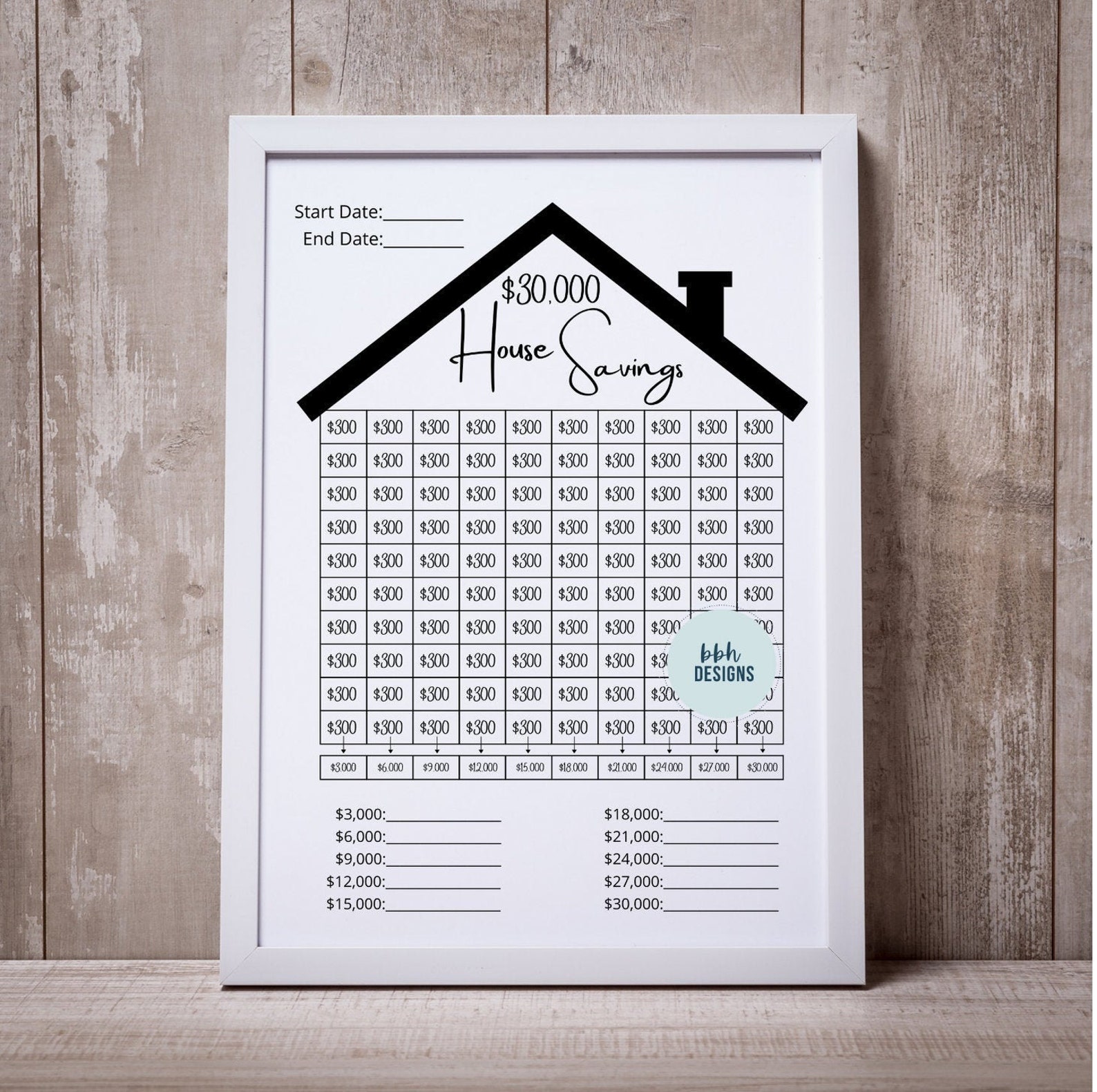 30k House Savings Tracker, Printable, Savings Goal, New House Tracker ...