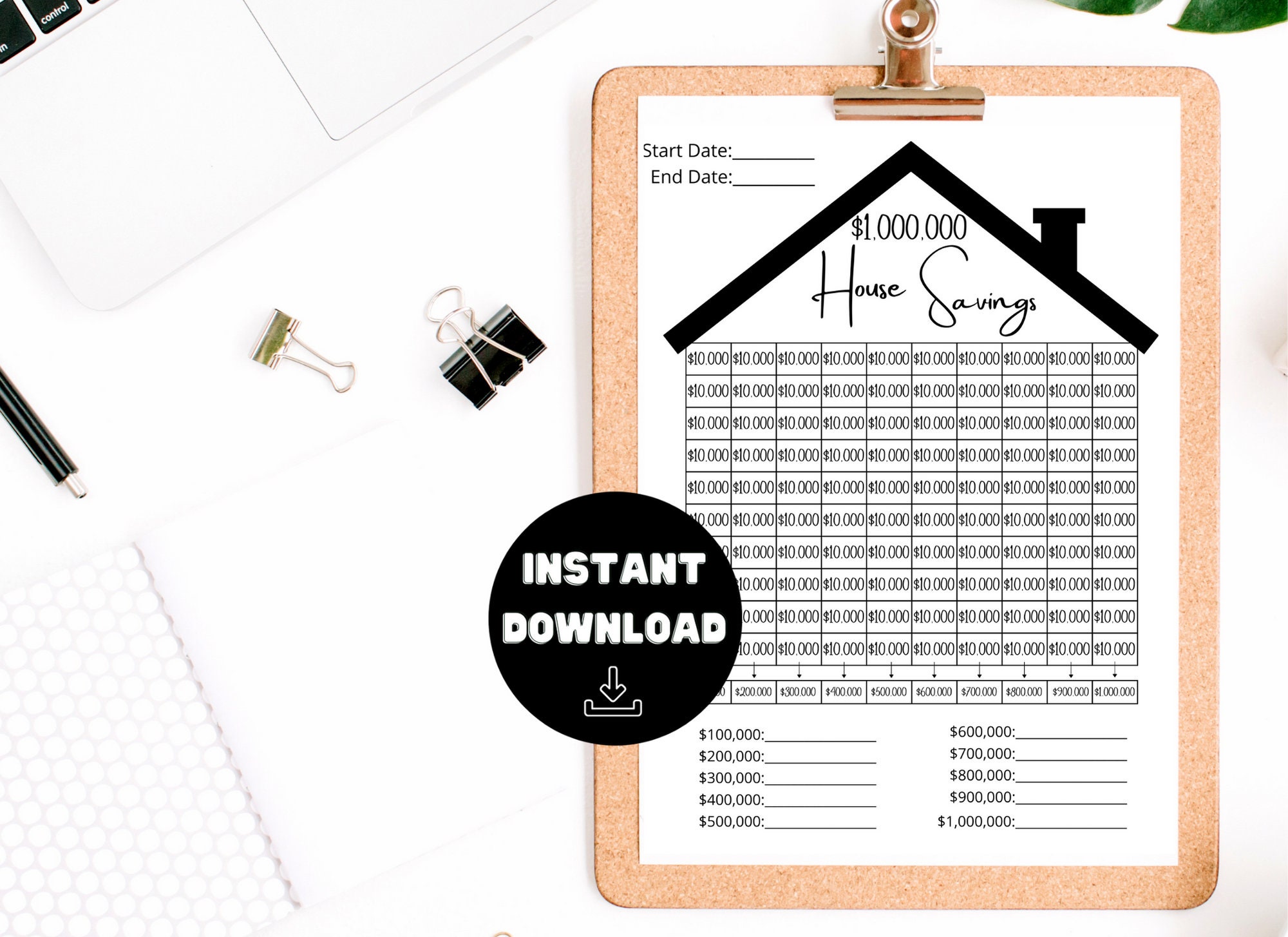 10 House Savings Trackers Instant Download Printable Savings Goal New ...