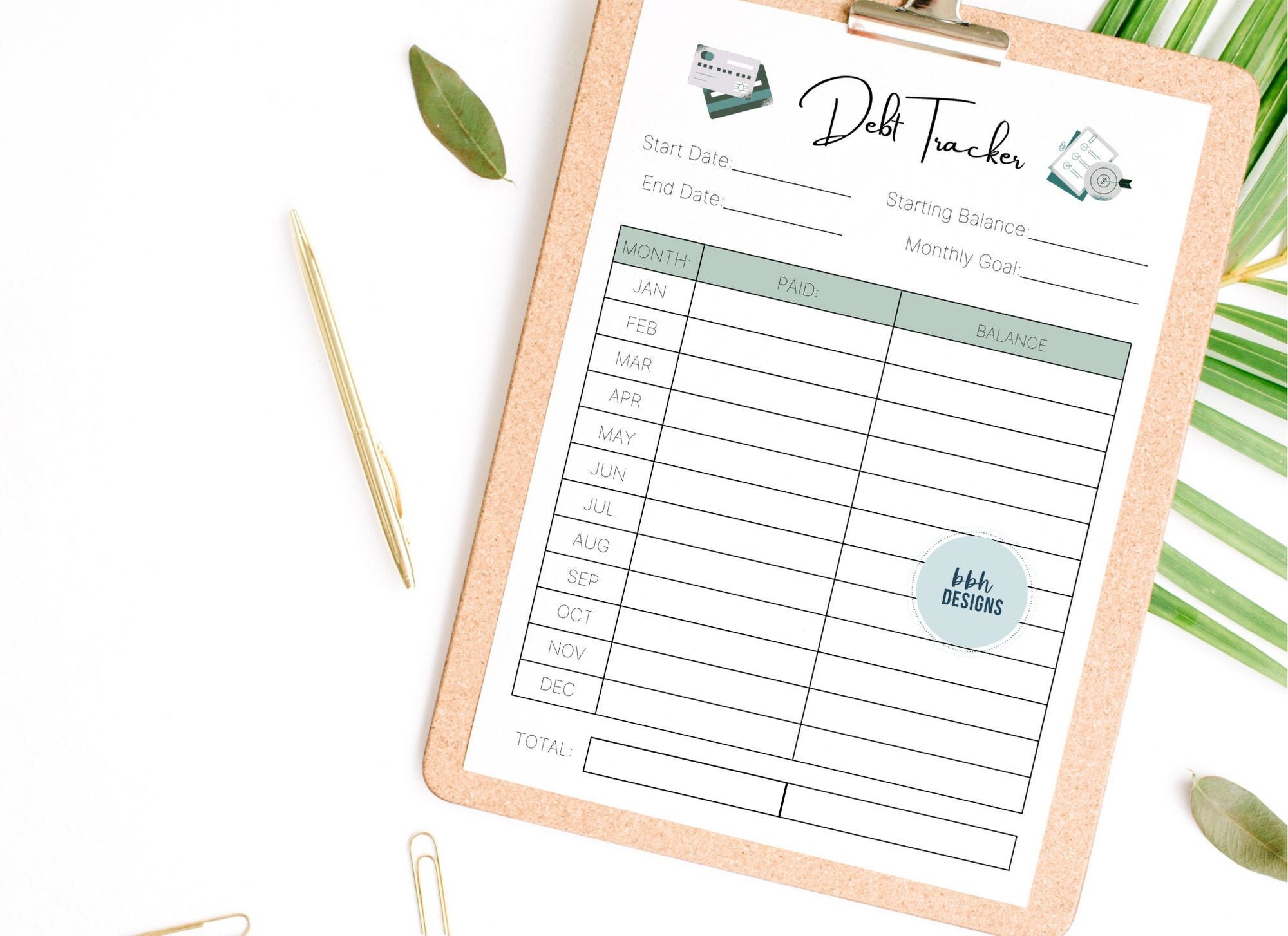 Debt Tracker, Printable, Yearly, Monthly Debt Goal Payoff, Planner ...