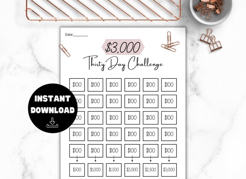 3k IN 30 Days Savings Tracker Printable Savings Goal - Etsy