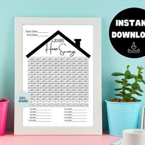 20k UK Pounds House Savings Tracker Printable (digital Download) - Etsy