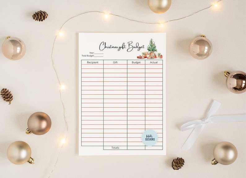 Christmas Gift Budget Tracker Gift Giving List Instant - Etsy