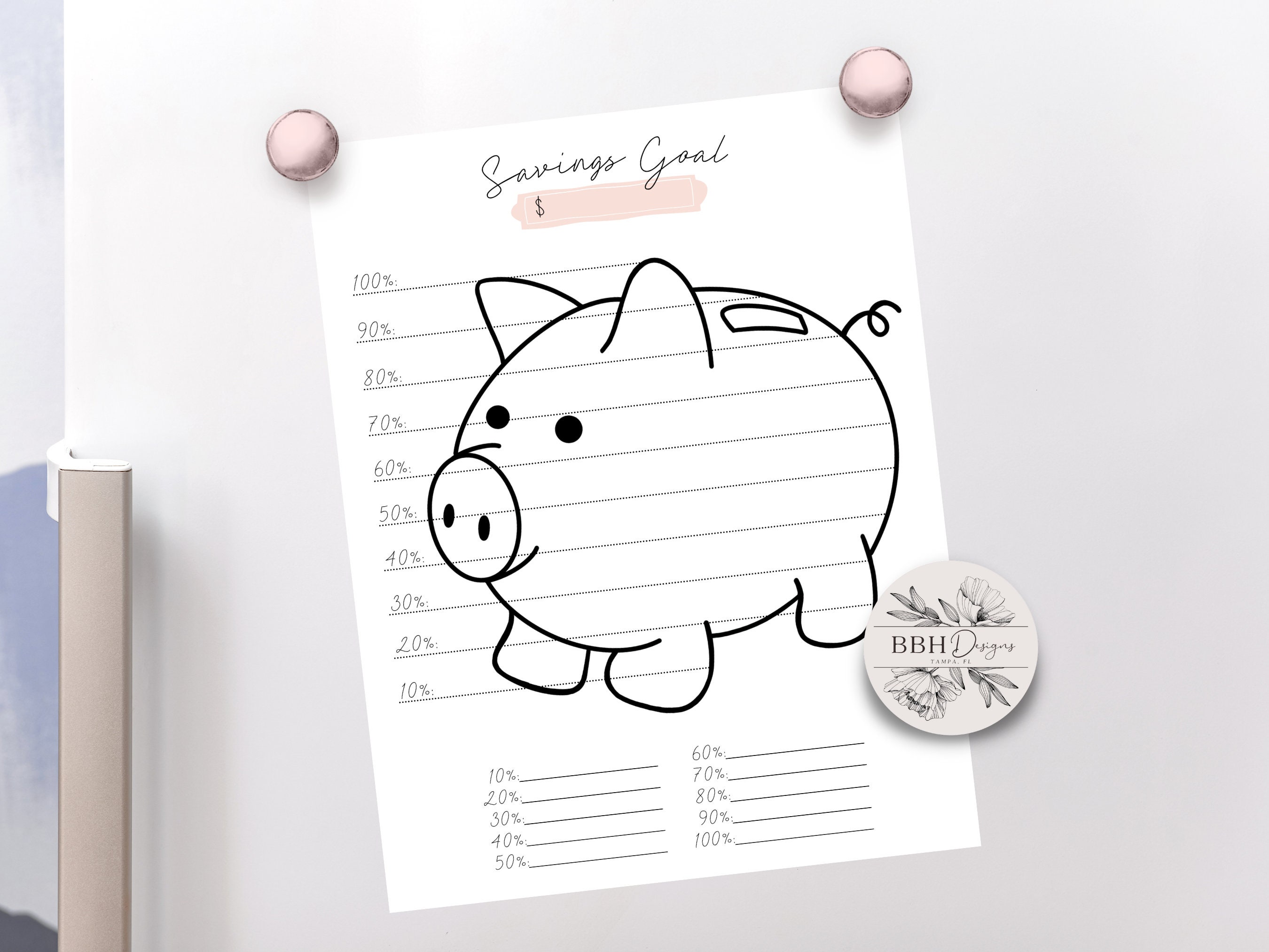 Piggy Bank Savings Tracker, Printable, Savings Goal, Savings Challenge ...