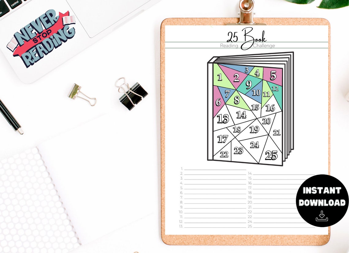 Fun 25 Book Reading Challenge Printable Inserts Summer | Etsy